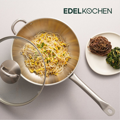 韩国原装进口正品EDELKOCHEN 不锈钢304炒锅炒菜锅30cm