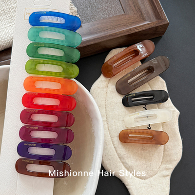 米仙恩韩国进口AZ果冻色弧形鸭嘴夹镂空多齿刘海夹阿兹娜正品发夹