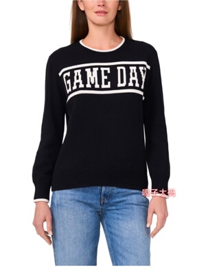 美单大码女装秋冬圆领套头纯棉毛衣针织衫上衣crew neck sweater