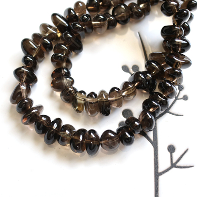 高品质！A级净体茶晶短长牙小糖豆不定型中孔随形DIY手工串珠配珠