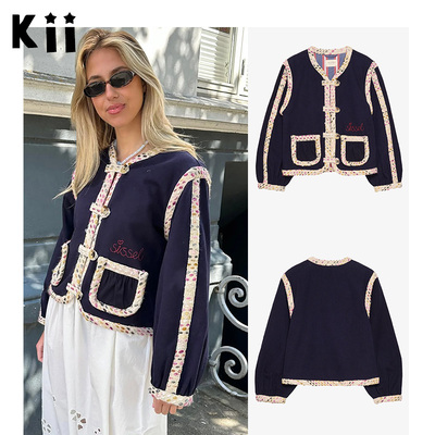 Kii正品现货SISSEL EDELBO外套25秋冬丹麦刺绣开襟长袖包边夹克女