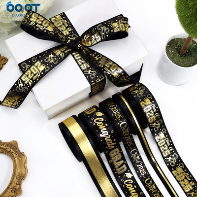 毕业丝带祝贺毕业生黑色和金色毕业丝带礼品包装毕业派对 5码