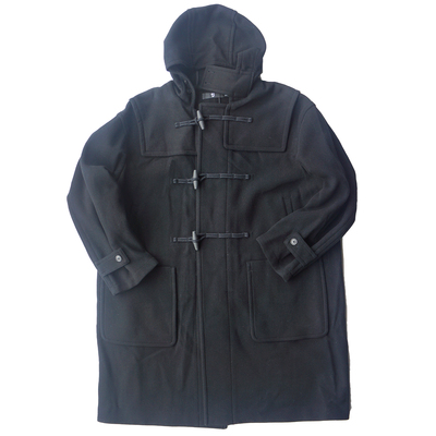 胸140-152CM加大码男商务休闲 全羊毛连帽牛角扣长款毛呢大衣2479