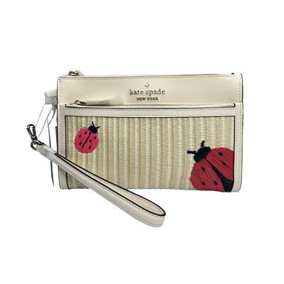 Kate Spade Dottie Embroidered瓢虫中号Staw手拿