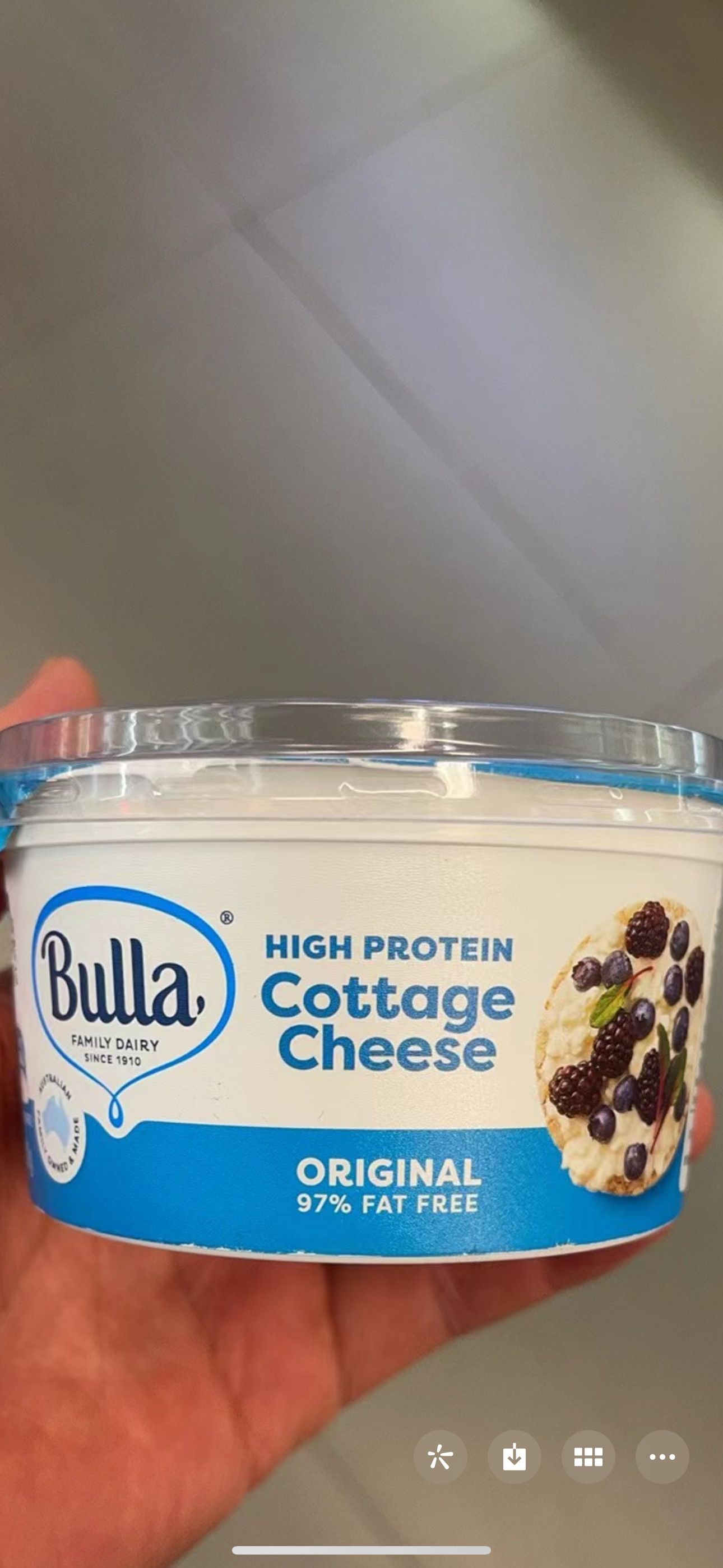 代购澳大利亚进口 BULLA/保利高蛋白原味低脂茅屋芝士 200克