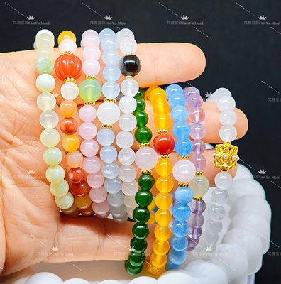 『多巴胺系列』彩虹糖豆天然水晶手链/原创设计/手机直拍无滤镜