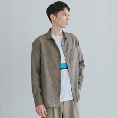 日本代购 THE SHOP TK 吸水速干亚麻感长袖衬衫 616-85020