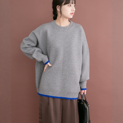 东京胖黄瓜日本代购 ITEMS 女款 双色套头针织衫 2022021
