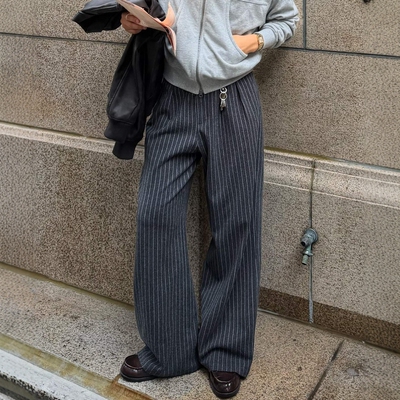 东京胖黄瓜日本代购 epnok 双褶条纹阔腿裤 1077773