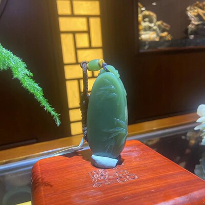 玉鼎轩 四大名与之一岫岩玉 玉竹报平安挂坠 奢侈品