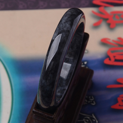 乌鸡种翡翠玉镯隆慈缘老坑手镯