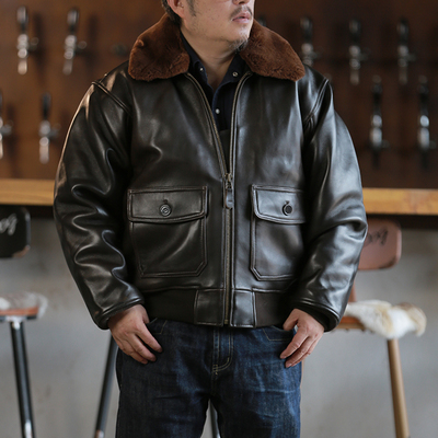 美版G1可拆毛领飞行服皮衣