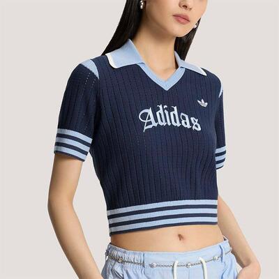 三叶草女子短款POLO领短袖T恤
