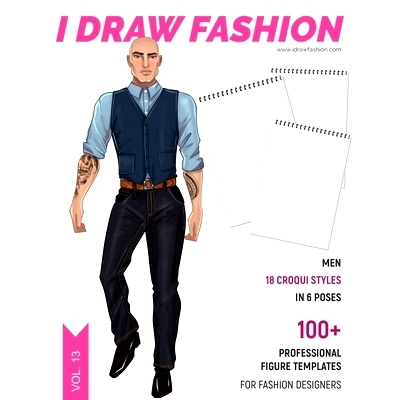 预订 Men: 100+ Professional Figure Templates for Fashion Designers: Fashion Sketchpad with 18 Croqui Styles in 6 poses: