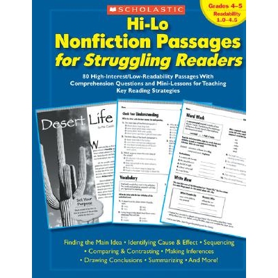 预订 Hi-Lo Nonfiction Passages for Struggling Readers: Grades 4-5 80 High-Interest/Low-Readability Passages with Compreh