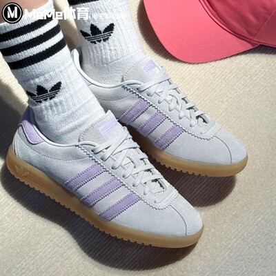 阿迪达斯三叶草女鞋2025秋款低调淡雅灰紫撞色复古运动板鞋JS3975