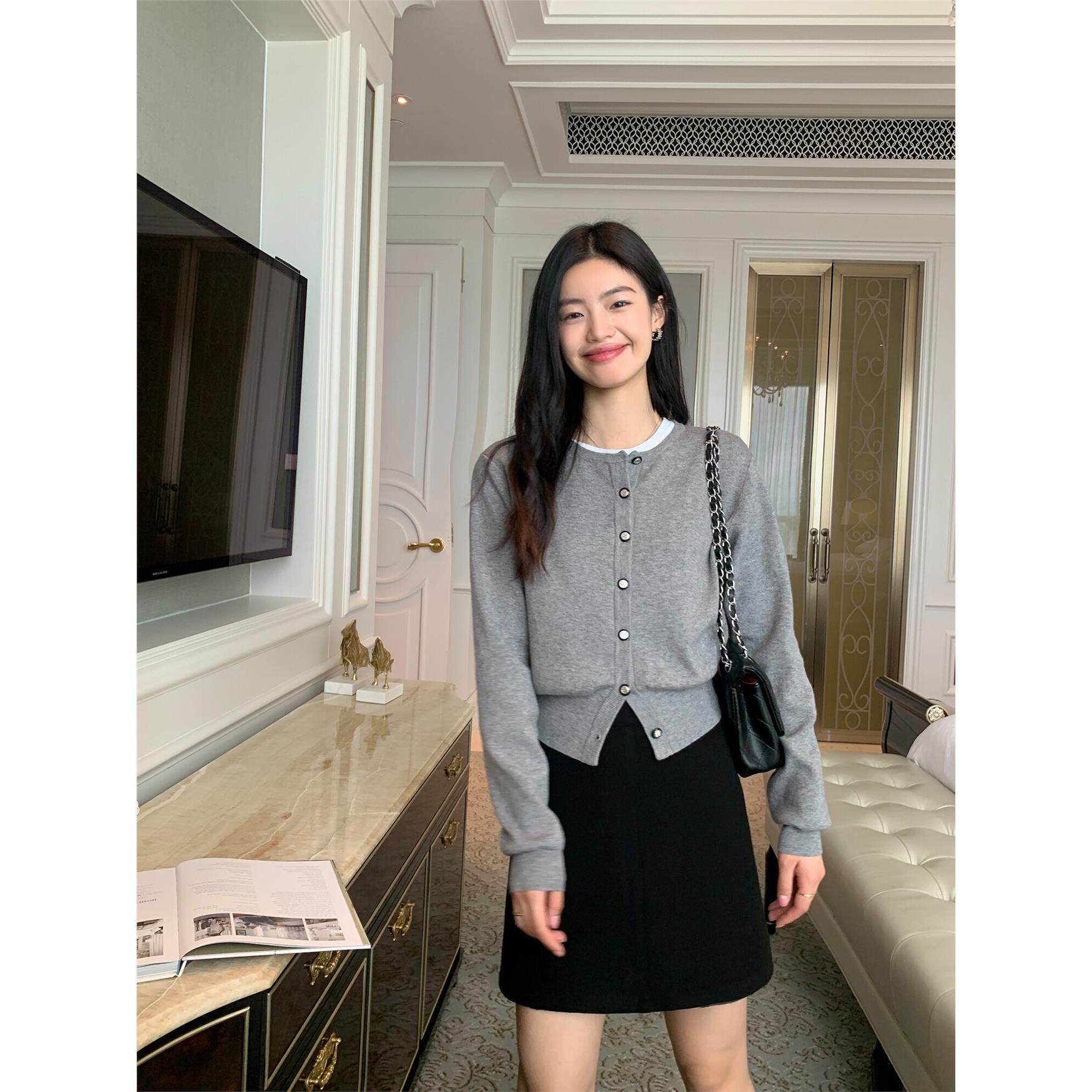 pusumede 休闲日记 高腰毛呢半身裙女显瘦气质包臀a字短款裙子