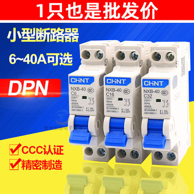 正泰双进双出断路器空开DPN单极双线家用空气开关短路保护NXB-40