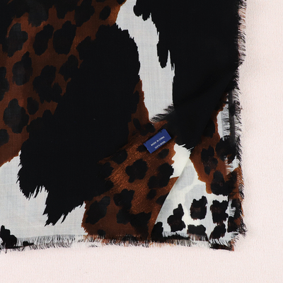 意奢～豹纹老钱风100%水溶羊毛薄款围巾女秋冬丝巾空调房披肩外搭