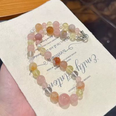 天然粉水晶多宝黄水晶白水晶转运锁骨链项链女饰品项链首饰轻奢
