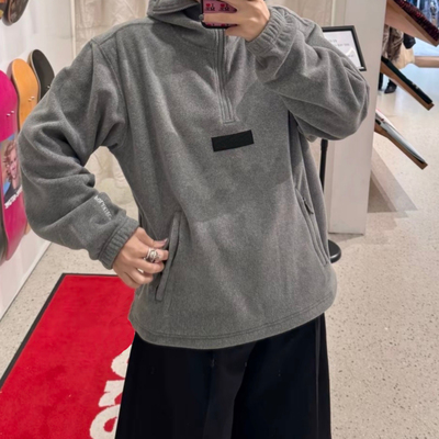 联名款Face Mask Half Zip Hooded Sweatshirt连帽卫衣卫裤套装