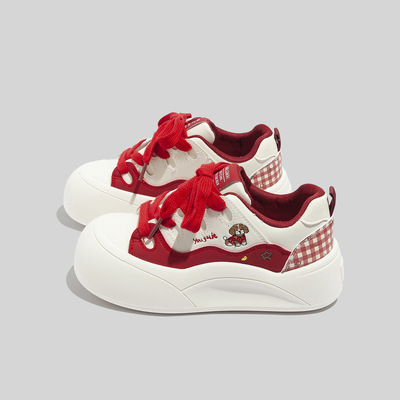 蓓尔鞋子女厚底创意百搭休闲女鞋2025秋冬新款学生运动板鞋面包鞋