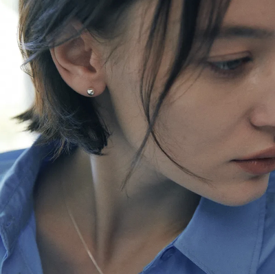 韩国代购正品verte925银圆球耳钉