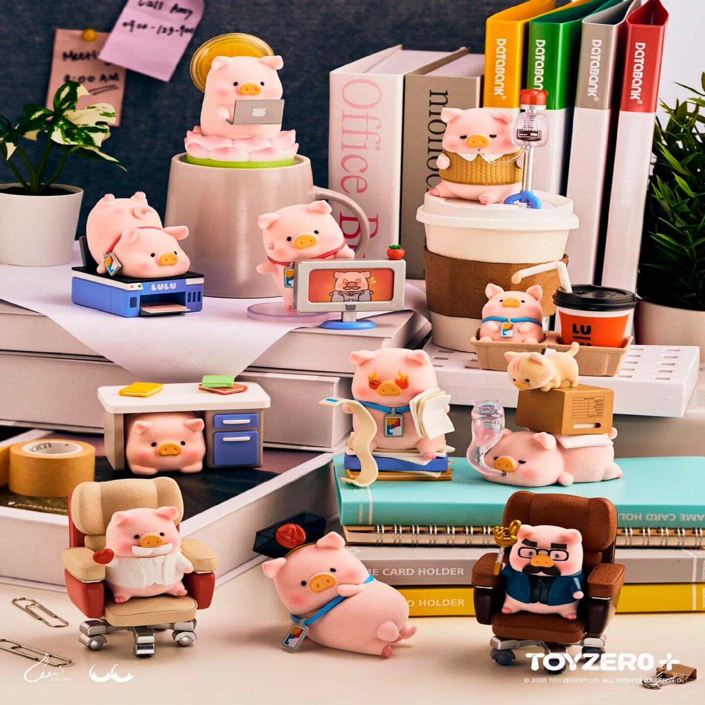 正品TOYZEROPLUS零加罐头猪LuLu上班猪事多系列盲盒植绒潮玩摆件