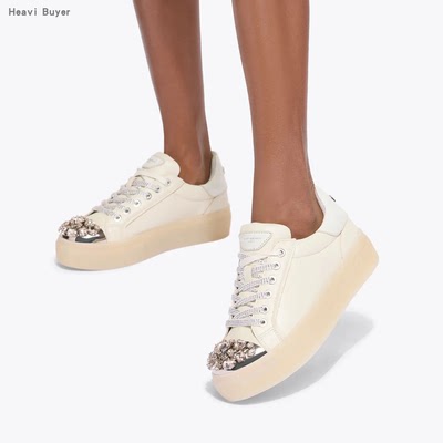 KurtGeiger牛皮水钻厚底女板鞋