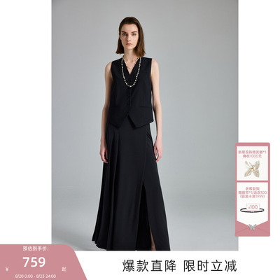 MISSCOCOON可可尼C3系列黑色上衣2025年夏冬新款羊毛简约马甲女
