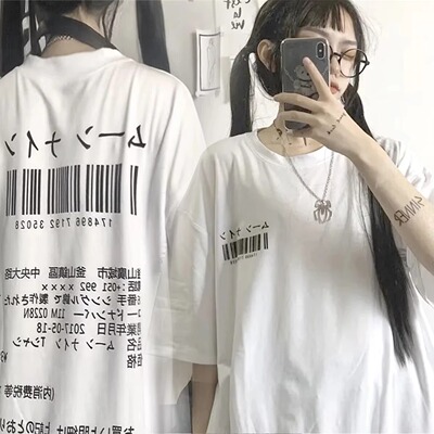 O-neck Tshirt Japanese Streetwear  Sleeve Print Camiseta