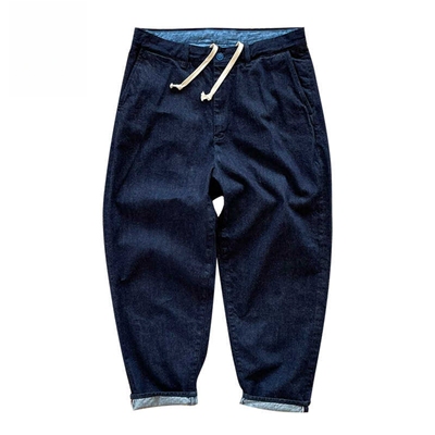 【品牌5折】BEAMS JAPA裤子日产春秋男女宽松休闲长牛仔裤抽红绳