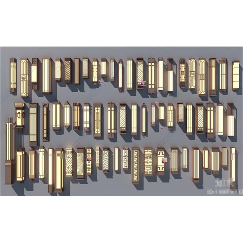 5124新中式壁灯 庭院灯 景观灯 户外景观灯 装饰灯 灯柱SU模型