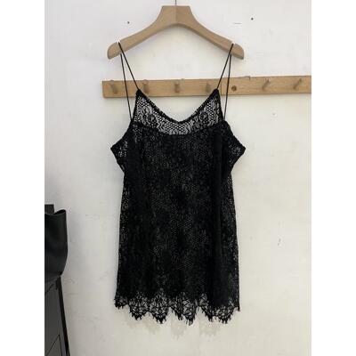 法式甜蕾吊带罩衫女春夏外36012叠穿时尚洋穿气范V丝领美露背蕾丝