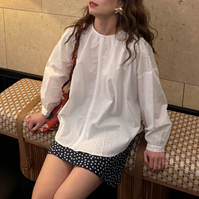 日系廓形设计简洁棉长袖衬衫