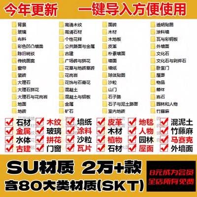 超全SU材质贴图库布料墙面玻璃