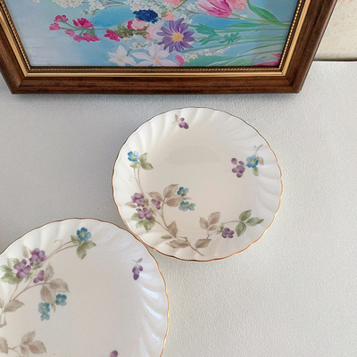 日本产 HOYA 豪雅 小清新 花草 点心碟 蛋糕盘 甜品碟