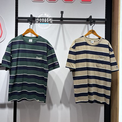 CHAMPION百搭经典条纹宽松T恤男