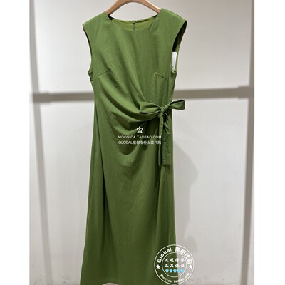 MOFAN/摩凡 国内代购 26夏 绿色褶皱系带无袖连衣裙 FAL426235
