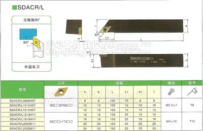 皇冠信誉】90度螺钉式数控外圆车刀杆/SDACR1616H11 16方正刀