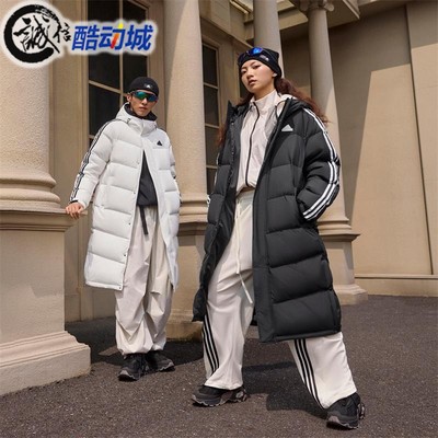 阿迪达斯男女装拒水防泼暖芯科技长款防风600蓬羽绒服JM9152 9122