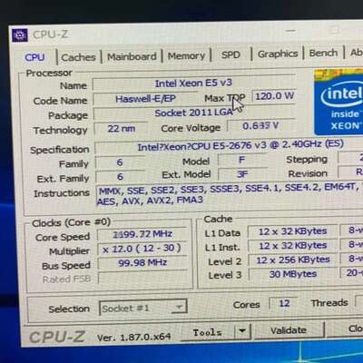 {议价}E5-2676V3 2.4G QS正显 内存三通道 其