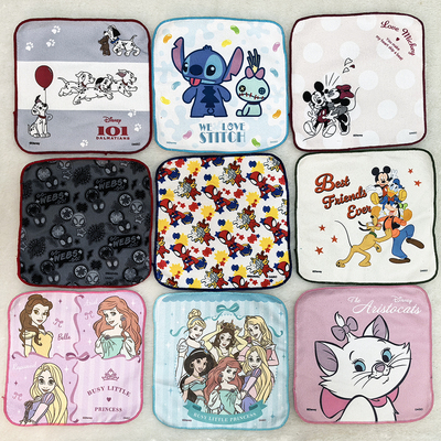 18x18cm蜘蛛侠公主玛丽猫斑点狗超细纤维儿童成人手帕毛巾小方巾