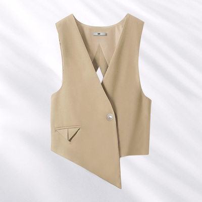 不规则西装马甲女士小个子短款