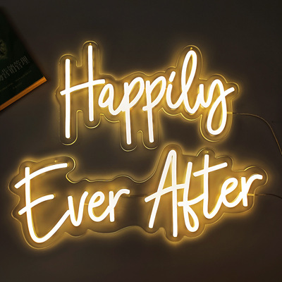 发光字符Happily Ever After霓虹灯网红氛围LED婚礼派对装饰
