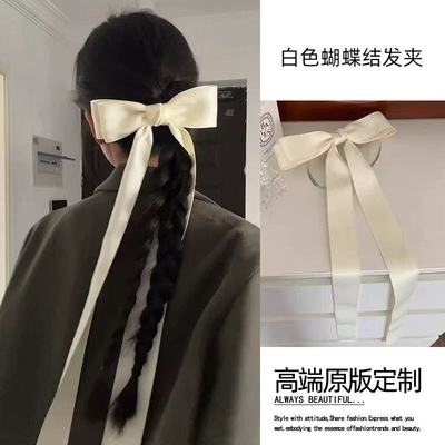 法式高级感黑色加大蝴蝶结头饰发夹女新款后脑勺飘带丝带发饰