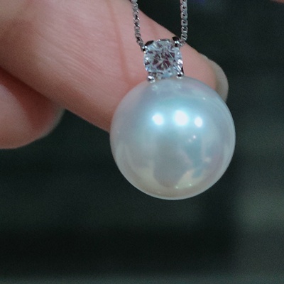 S925纯银王妃款大珍珠吊坠淡水爱迪生媲美澳白强光项链