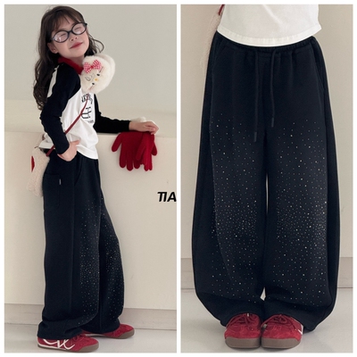 天依角2026春新款25357星空25362烫钻加厚不加绒弯刀卫裤中大女童