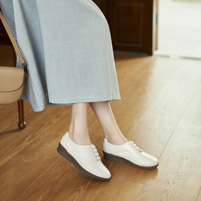 很舒适宽楦减震软底 一脚蹬德国KUFENBERG6147里外全皮舒适小白鞋