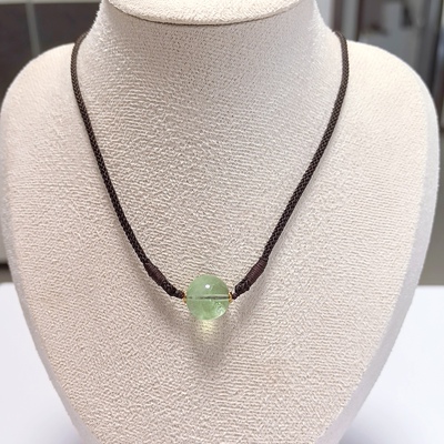 D1403# 天然绿水晶吊坠锁骨链13mm+